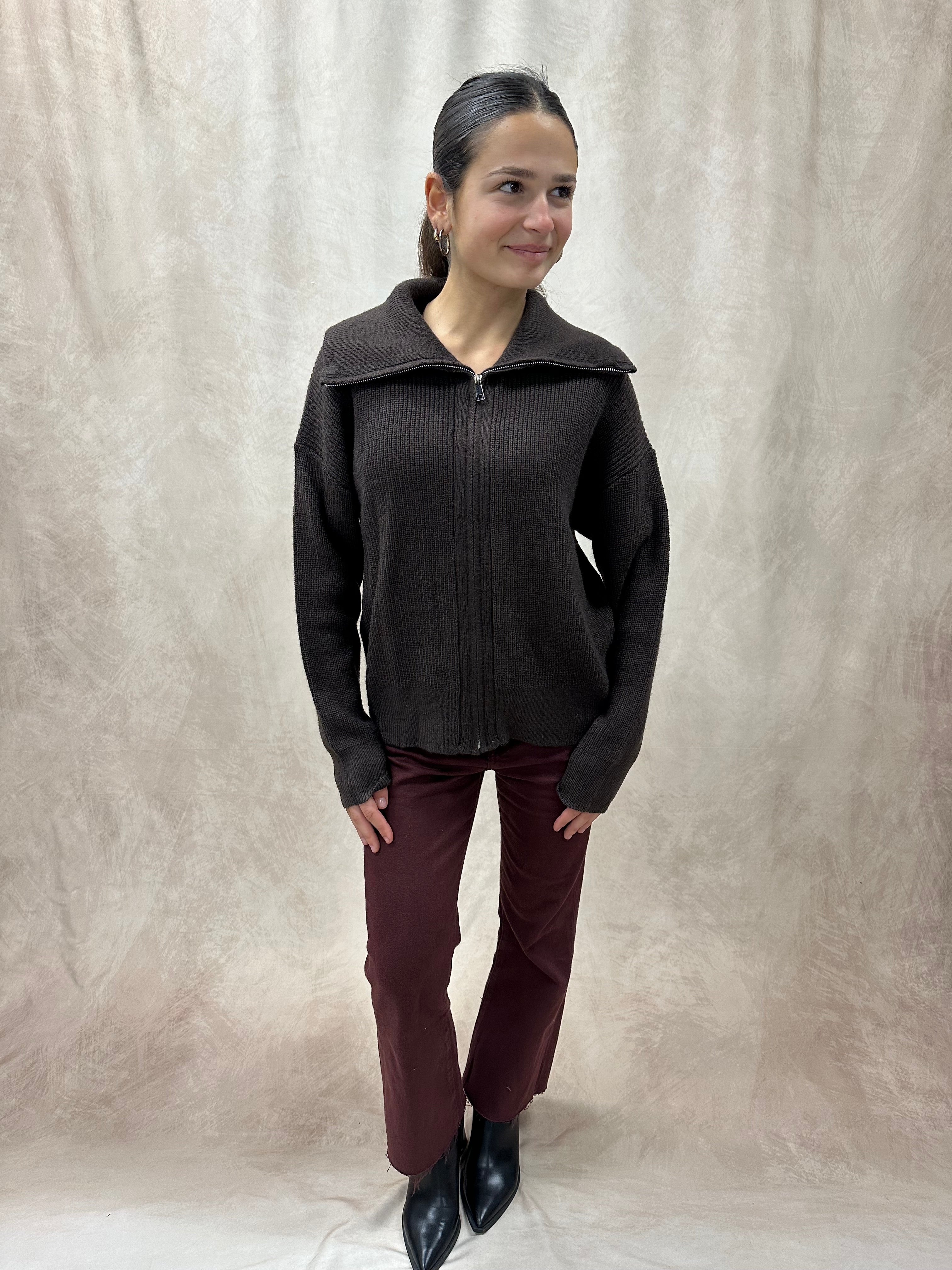 Ribbed Knit Zip Up Sweater – Stile by Per Lei